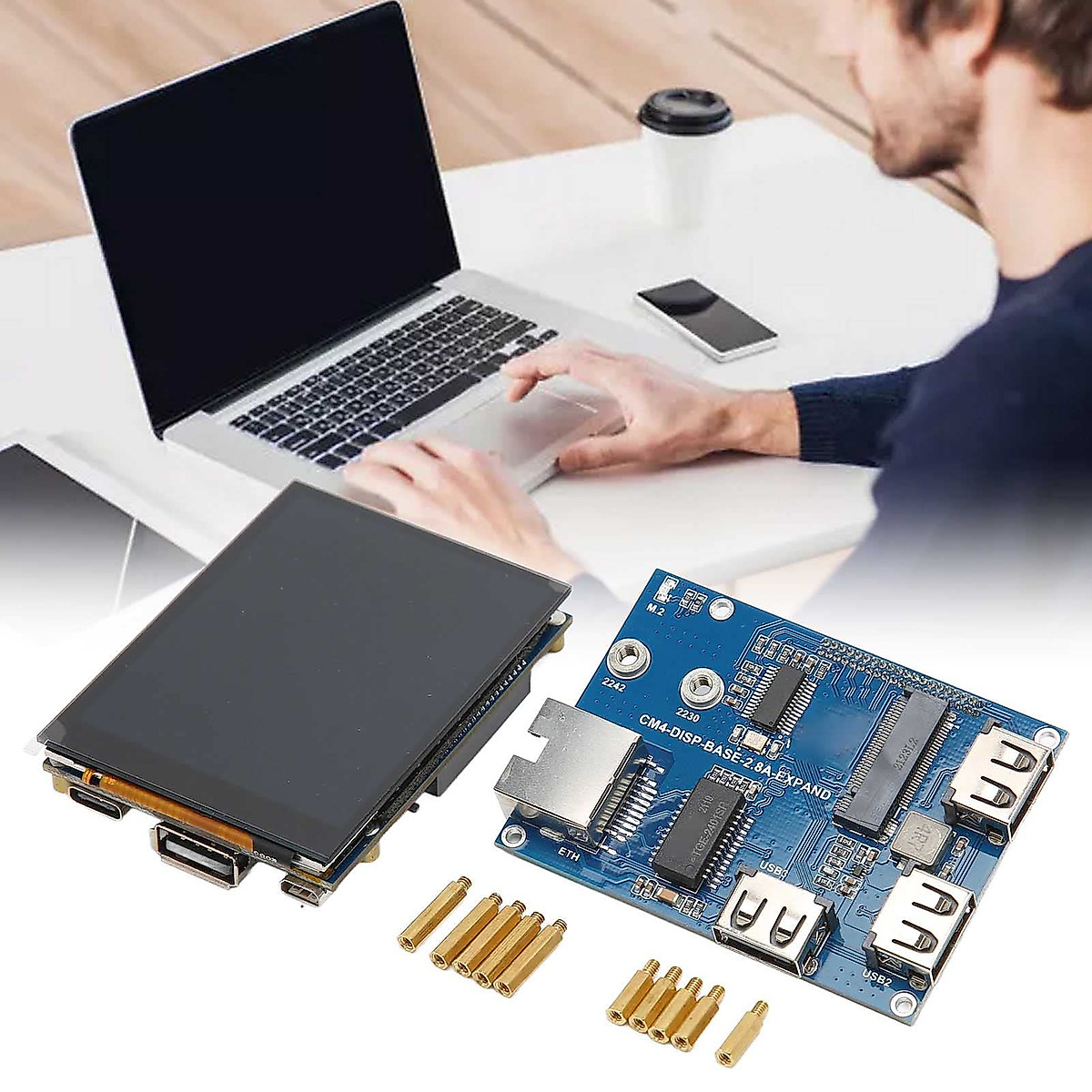 Septpenta 2.8in Capacitive Touch Screen Module Kit, 2.8in Capacitive Full Fit Touch Screen Computer Module 4, Mipi 5 Point Touch 6H Hardness for RPI with Interface Expansion Board