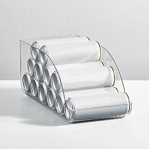 mDesign Compact Plastic Kitchen and Pantry Storage Organizer Bin for Tall Skinny Soda/Pop Cans - Kitchen, Pantry, Refrigerator - 2 Pack - Clear