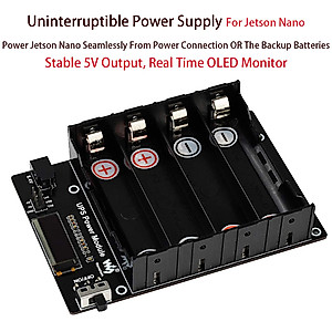 Bicool Waveshare Uninterruptible Power Supply UPS Module for Jetson Nano Developer Kit(A02 & B01), Stable 5V Power Output Real Time OLED Monito