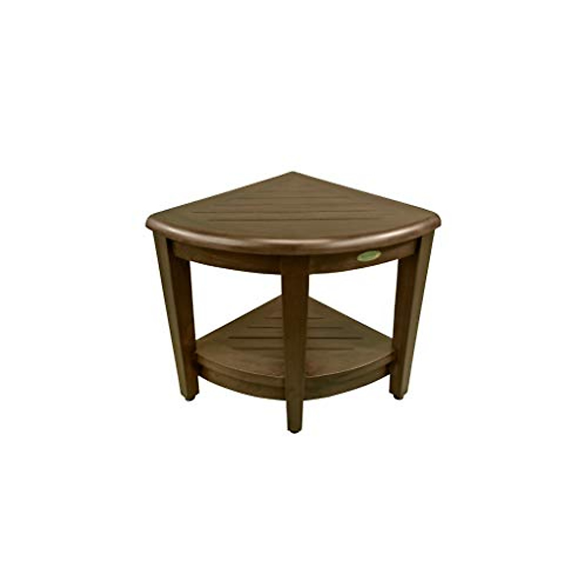 Decoteak Corner Shower Bench Teak Wood Corner Shower Stool with Shelf Extended Height SnazzyCorner Shower Foot Stool for Indoors and Outdoors - 23 inches Tall