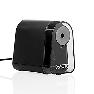 X-ACTO® Pencil Sharpener, Mighty Mite® Electric Pencil Sharpener with Pencil Saver®, SafeStart® Motor, Small Pencil Sharpener for Teacher and Homeschool Supplies, Black, 1 Count