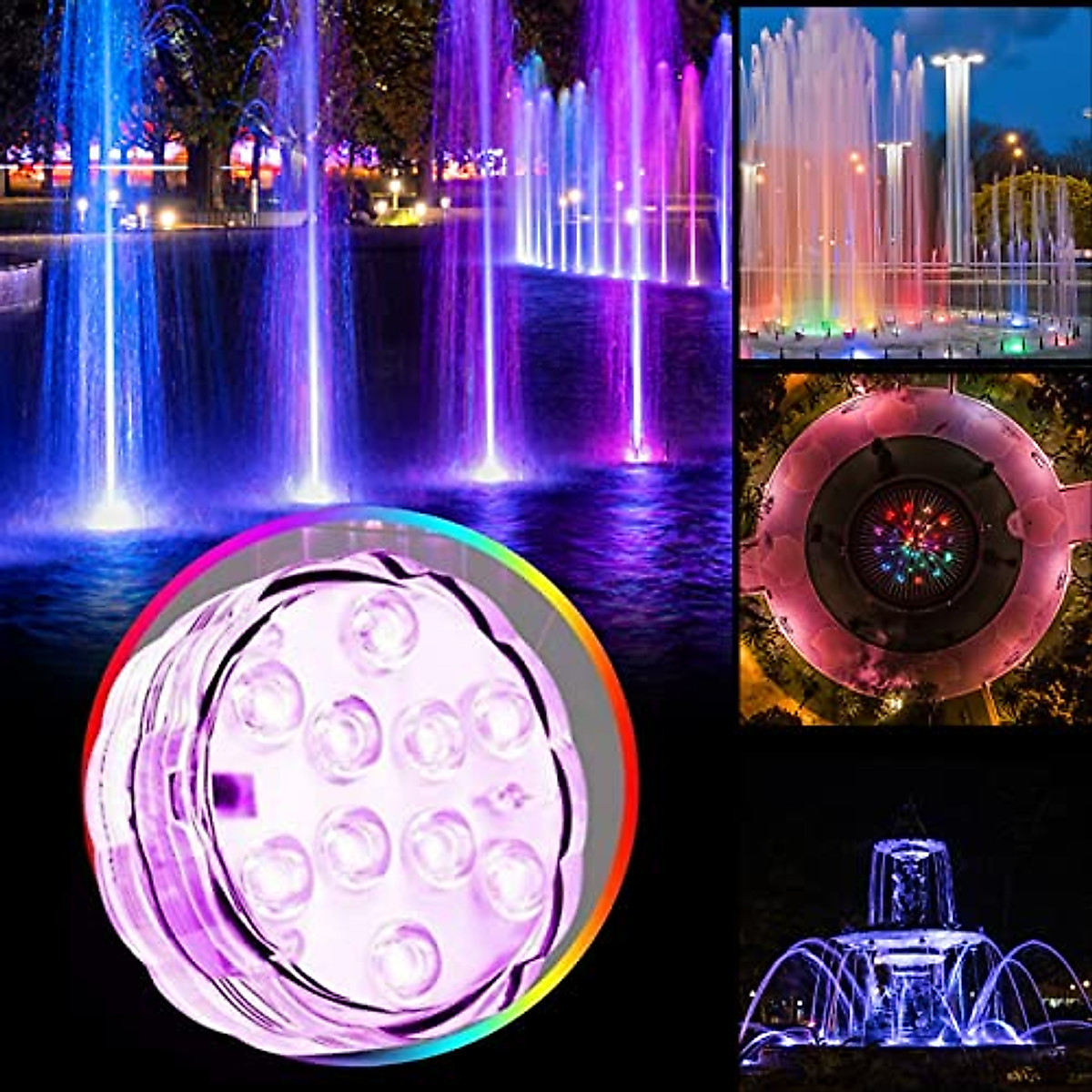 Yosoo Health Gear LED Pool Lights, 360LEDs IP68 Waterproof Submersible Light, Multicolor Underwater Lamp Pond Lights for Swimming Pool, Pond, Garden, Landscape Lighting