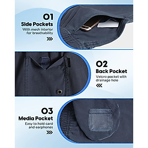 maamgic Men's 5 inch Inseam Shorts Pull-On Relaxed Fit Comfort Stretch Short Shorts with Pocket Washed Blue Large