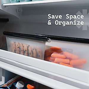 Silicone Storage Bags - 4 Pack Reusable Bags for Food Storage - 2 Medium & 2 Small Silicone Snack Bags - Reusable Ziploc Bags Ideal for Storage and Organization - Silicone Food Storage Bag by Knivi