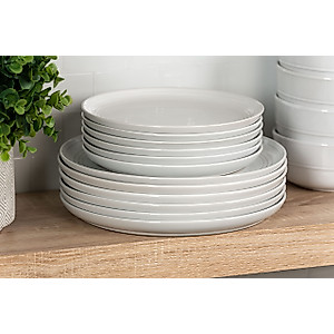 Double Line 10.5" Dinner Plate, Set of 6, White