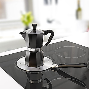 9.45Inch Heat Diffuser Plate for Gas Stove, Stainless Steel Induction Adapter Plate with Removal Handle for Stovetop Glass Cooktop Itallian Coffee Maker Converter (24CM