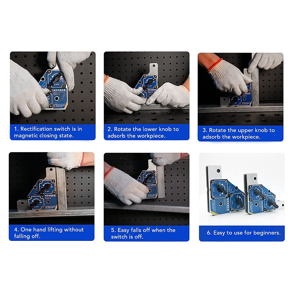 Kadimendium 2Pcs Welding Magnet 2 Switch Welding Holder 90 Degree 28KG Welder Magnetic Holder Angle Support Fixture Welding Clamp