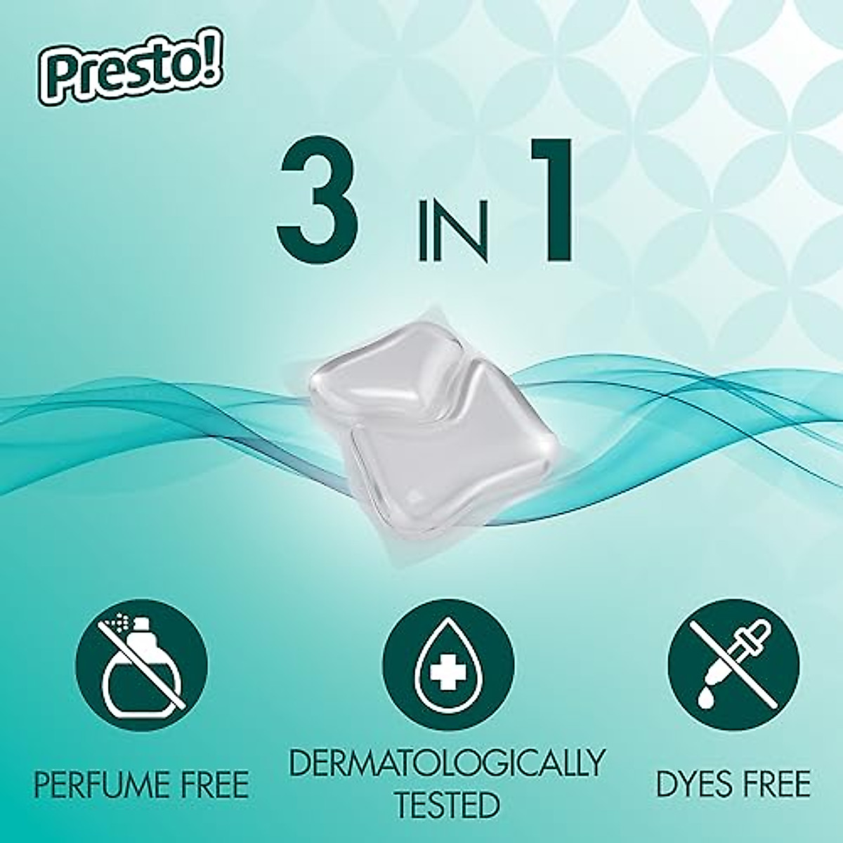 Amazon Brand - Presto! Laundry Detergent Pacs, Hypoallergenic, Free & Clear, 96 Count
