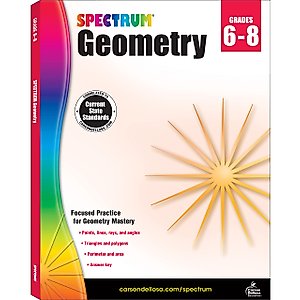 Spectrum Grades 6 - 8 Geometry Workbook, Ages 11 to 14, Geometry Math Workbook, Angles, Shapes, Coordinate Plane, Perimeter, Area, and Volume, Focus on Points, Lines, Rays, and Polygons - 128 Pages