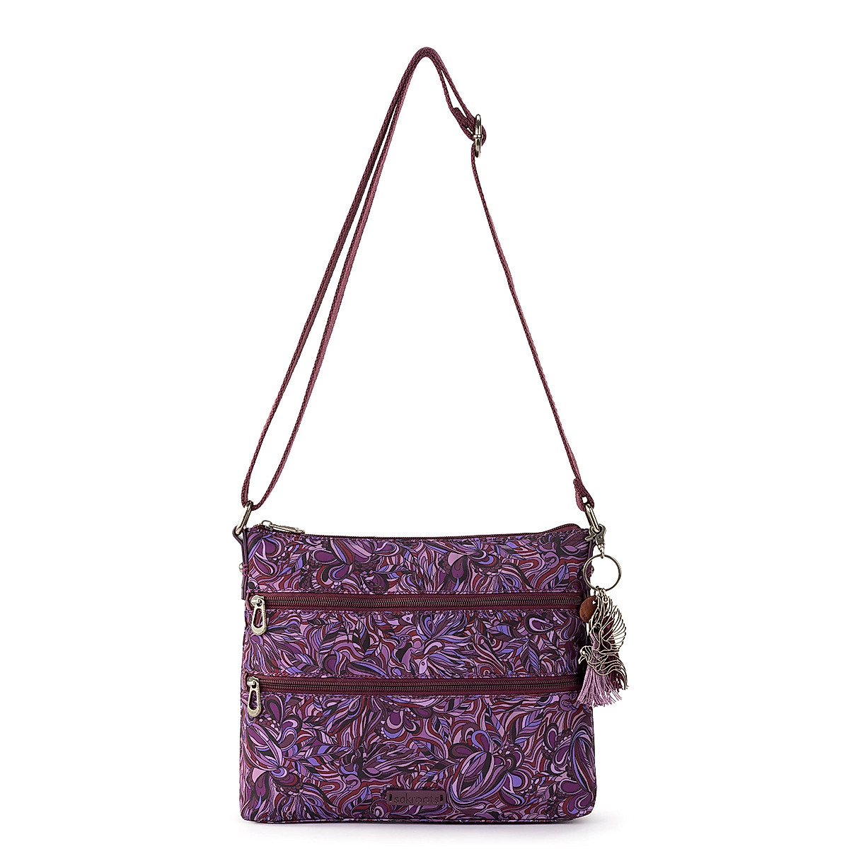 Sakroots Womens Eco-twill, & Basic Crossbody Bag in Eco Twill Multifunctional Purse with Adjustable Strap Zipper Pockets Sust, Violet Treehouse, One Size US