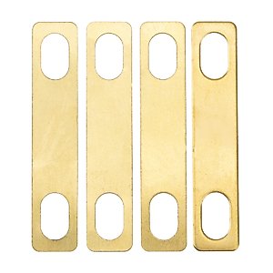 4Pcs Yootones Guitar Neck Shims 2Pcs 0.2mm, 1Pcs 0.5mm & 1Pcs 1mm Thickness Brass Shims Compatible with Guitar Bass Bolt-on Neck Repair(Gold)