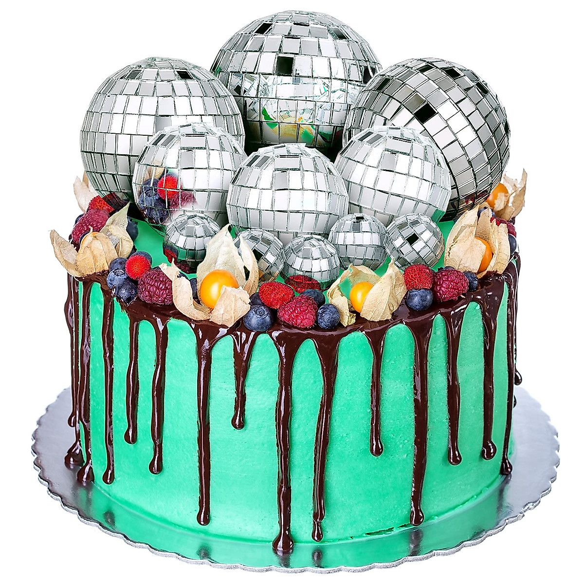 11 Pcs Disco Balls Cake Toppers Birthday Party Decorations Small Disco Ball Table Centerpiece Decor for 70s Themed Dance Party Supplies (Silver)