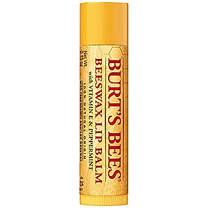 Burt's Bees 100% Natural Origin Moisturizing Lip Balm, Original Beeswax with Vitamin E & Peppermint Oil 0.15 Ounce Tube