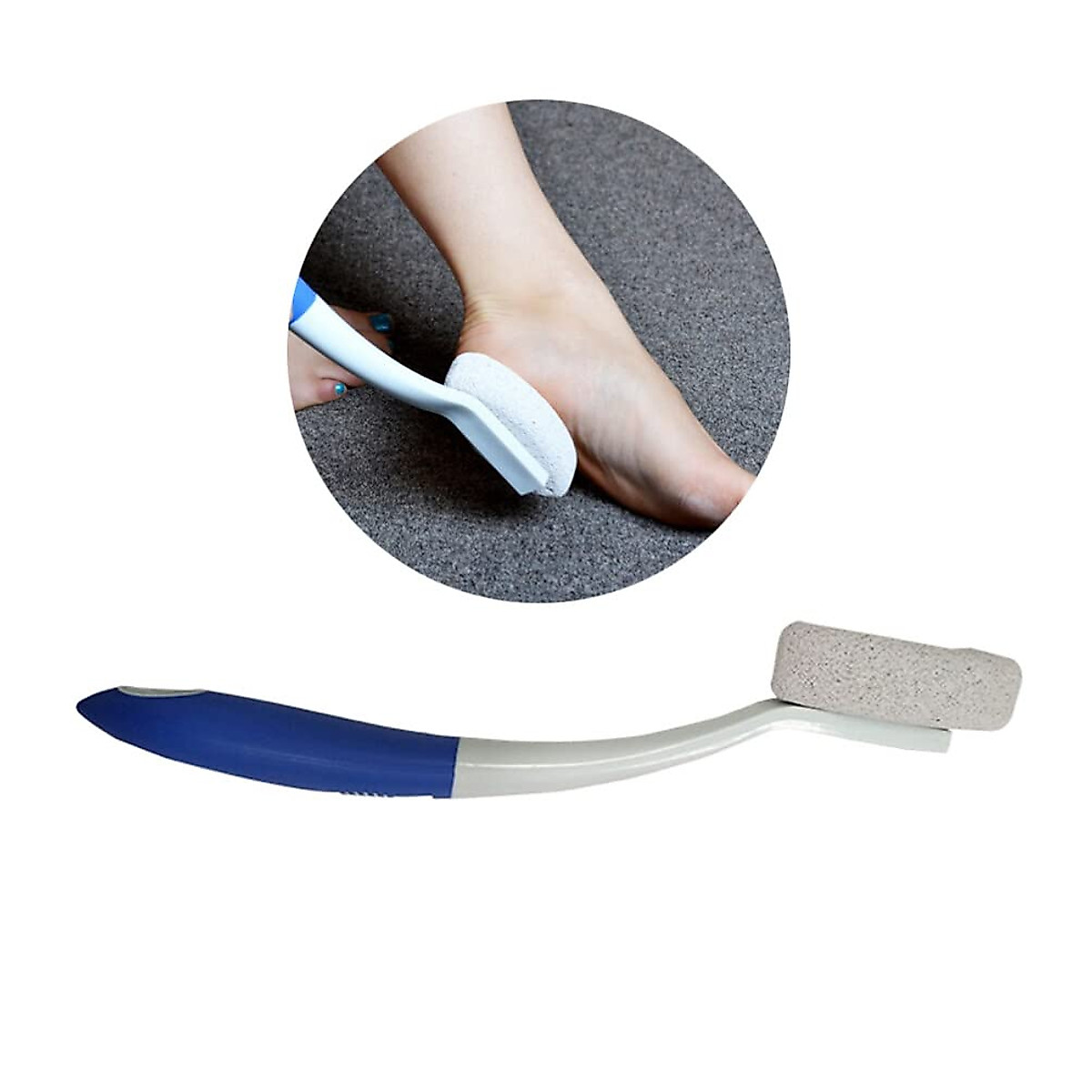 2Pcs Pumice Stone Brush Pedicure Tools Handle Hard Skin Remover for Foot Hands File Exfoliation (Blue)
