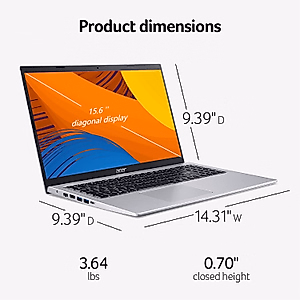 Acer 2023 Aspire 5 15.6 Inch Slim Laptop, 11th Gen Intel i3-1115G4 Dual Core Processor, 8GB RAM, 256GB PCIe SSD, FHD IPS Display, WiFi 6, Windows 11 Home in S Mode, Siver, w/Saz USB Cable