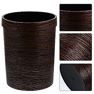 NUOBESTY Plastic Trash Can Bin Wastebasket Wood Grain Garbage Container for Bathroom Kitchen Laundry Room Home Office Dorms Rubbish Box 27. 5x21. 2x21. 2 cm Black