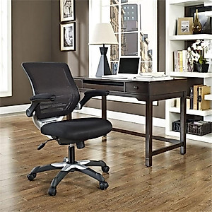 Pemberly Row Modern Style Mesh Fabric Office Chair in Black Finish