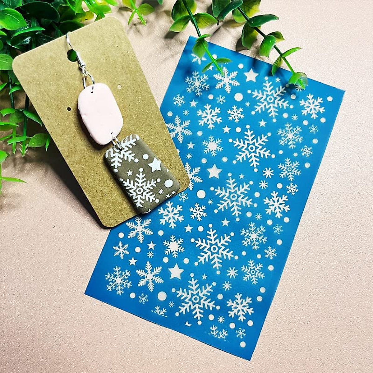 Christmas Silk Screen Stencils for Polymer Clay, 3Pcs Reusable Silk Screen Print Kit, for DIY Polymer Clay Jewelry Making