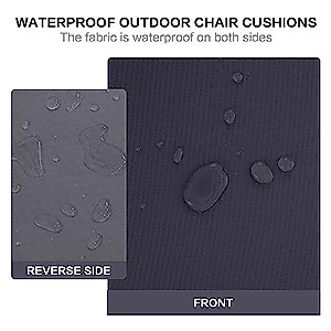 Faible Poisson Outdoor Chair Cushions, 22 x 22 Inch Waterproof Patio Furniture Back & Deep Seat Cushion Set with Handle and Anti-Slip Straps for Indoor Garden Camping, Plain Navy