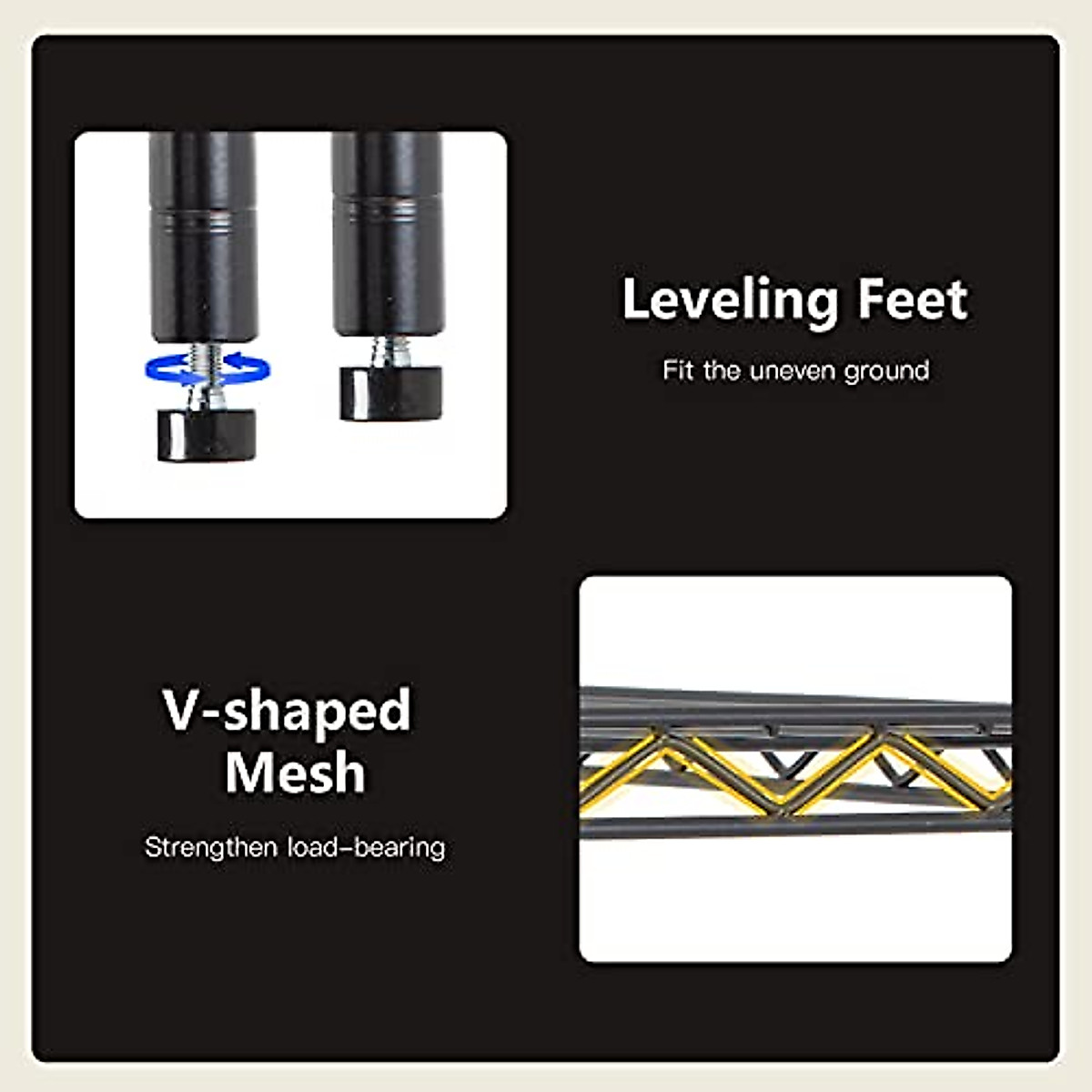 5 Tier Wire Shelving Unit 72"x36"x14"Storage Shelves Metal Wire Shelf Storage Rack Adjustable Commercial Organizer Heavy Duty Layer Unit for Restaurant Garage Pantry Kitchen Office (Black)