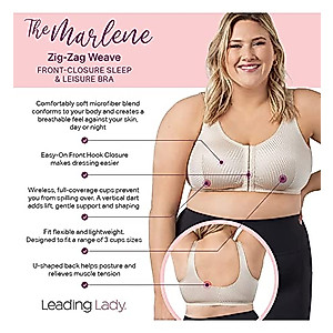 Leading Lady Marlene Front-Closure Wireless Leisure Bra - Comfortable Plus Size Bras For Women (Beige)