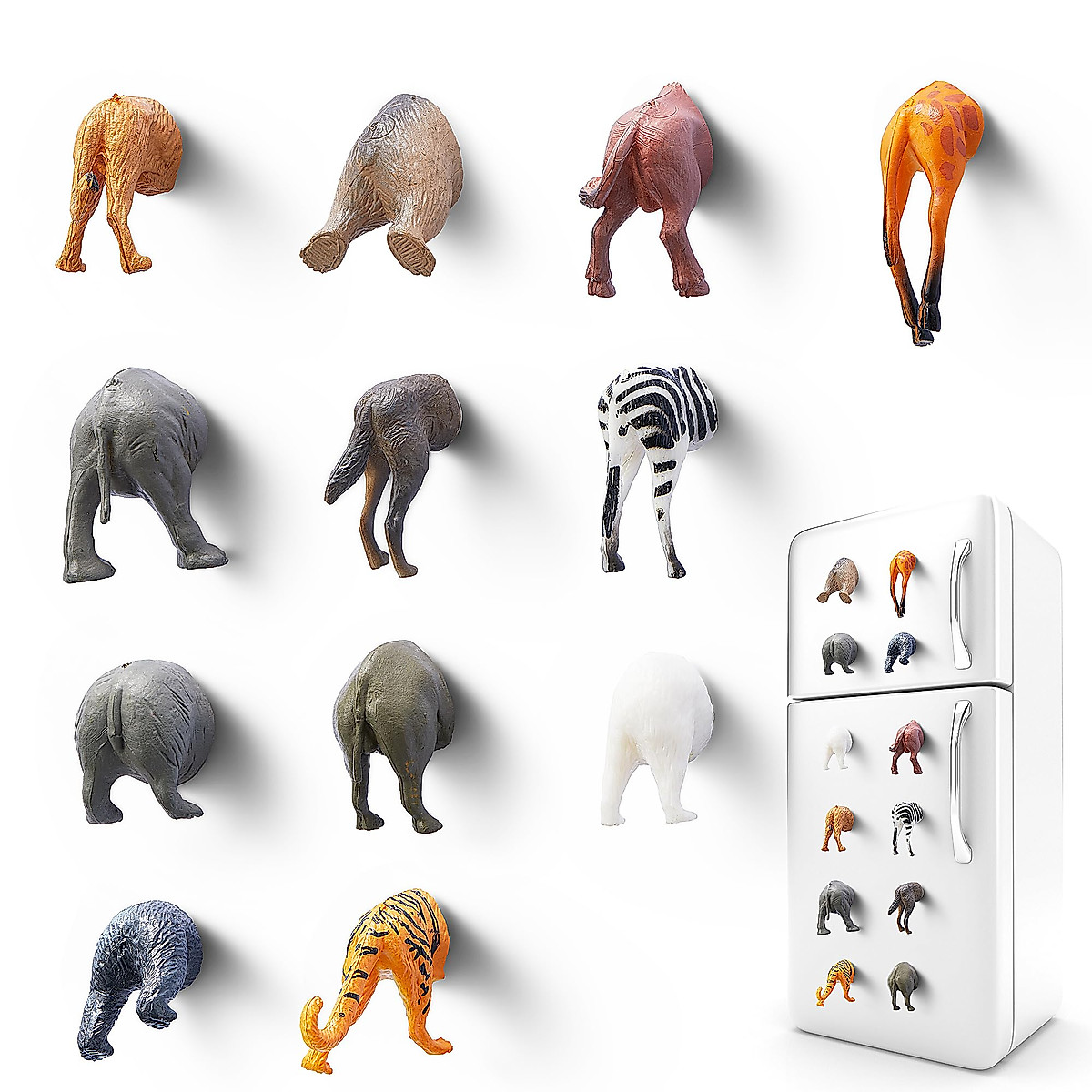 12Pcs Add Some Humor and Funny to your fridge with our Wild Animal Butt Magnets - Perfect for Home refrigerator magnets for adults or Kids (Animal Butts)