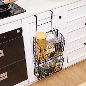 2 Pcs Kitchen Cabinet Door Organizer with Name Plate and Door Hook Wall Mount Kitchen Cabinet Organizer Cutting Board Organizer over Door Organizer for Pantry, Baking Sheet, Plastic Wrap,Cutting Board