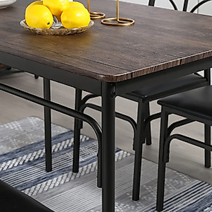 VECELO 5 Piece Kitchen Dining Room Table and Chairs Set for Home, Dinette, Breakfast Nook, Farmhouse, Small Space, Dark Brown