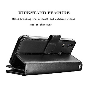 NJJEX Wallet Case for Samsung Galaxy A20, for Galaxy A30 Case, [9 Card Slots] PU Leather ID Credit Holder Folio Flip [Detachable][Kickstand] Magnetic Phone Cover & Lanyard for Samsung A20 A30 [Black]