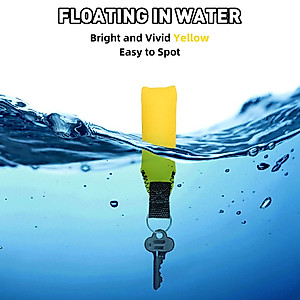 Floating Neoprene Keychain, Rectangle Buoyant Key Ring, Water Sports Keychain for Marine Boat, Fishing, Sailing, Surfing, Kayaking, Swimming, Diving, Water Sports Yellow