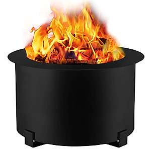 VEVOR Smokeless Fire Pit, Carbon Steel Stove Bonfire, Large 21.5 inch Diameter Wood Burning Fire Pit, Outdoor Stove Bonfire Fire Pit, Portable Smokeless Fire Bowl for Picnic Camping Backyard Black