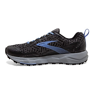 Brooks Womens Divide Running Shoe - Grey/Black/Cornflower Blue - B - 6.5
