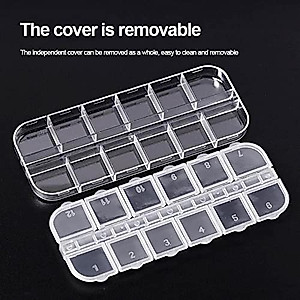 VINMEN 6PCS Nail Art Tool Jewelry Storage Box, 12 Compartments Plastic Rhinestone Organizer Container Case, Display Containers