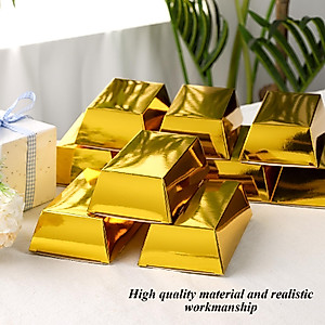 JOHOUSE 24PCS Fake Gold Bar Boxes, 5.5" x 3.2" x 1.6" Golden Brick Chocolate Box Treat Box Party Favor Box for Chocolates Coins Party Decorations Candy Treats