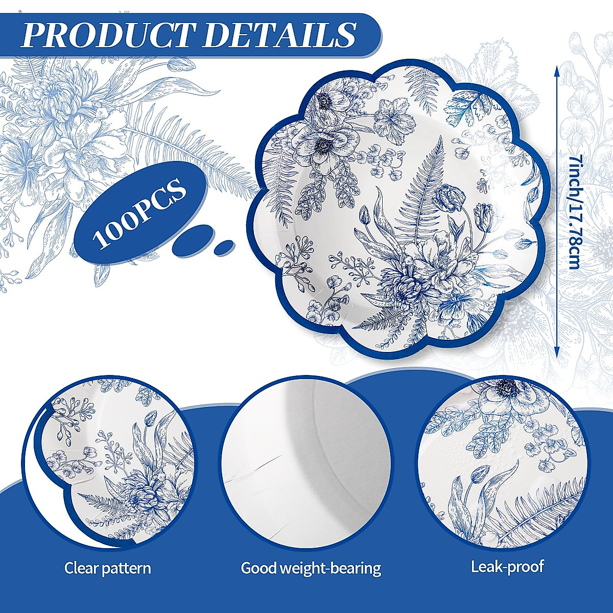 Suttmin 100 Pcs Paper Plates Disposable Paper Plates Party Supplies Dinner Dessert Plates Serving Tray Tea Party Plates for Wedding Birthday Party Baby Shower Bridal Shower Supplies(Classic)