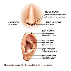 MeiziQL 16G G23 Titanium Daith Piercing Jewelry CZ Heart Daith Cartilage Earrings Tragus Helix Piercing Hoop Hypoallergenic Nose Piercing Jewelry for Women Men (CZ Heart-Goldr-8mm)