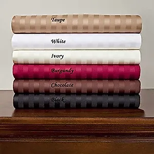 Ethereal Bedding 400-TC Sateen Super Soft 4-PC Luxury Sheet Set King/Eastern King Stripe Ivory Fit Upto 12'' Inches Deep Pocket 100% Egyptian Cotton