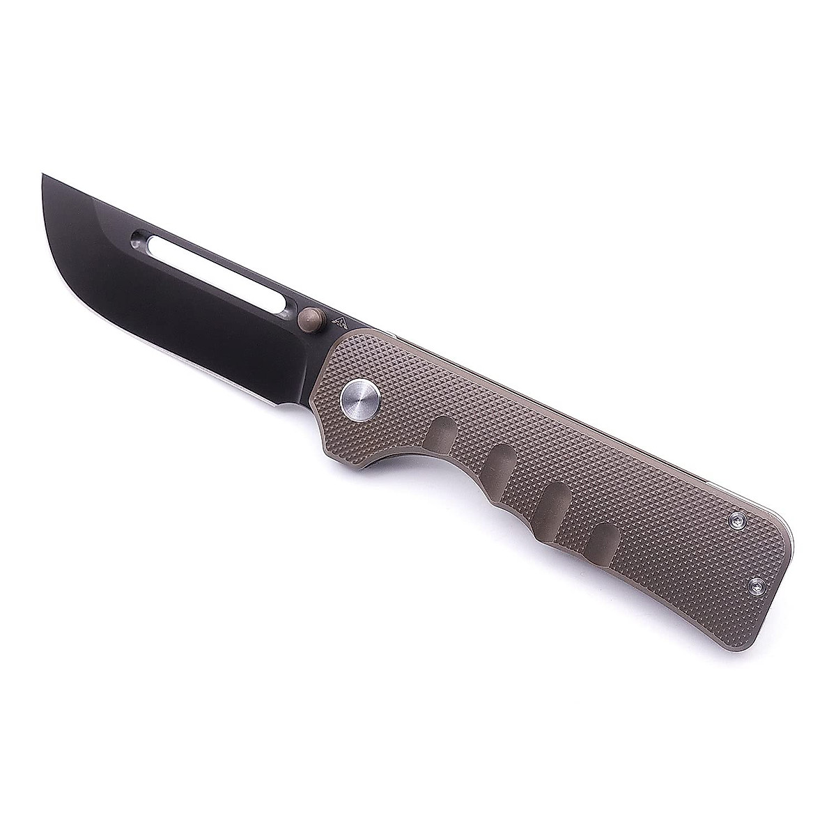 AMEIGHT KNIVES Elgar Folding Knife 3.5" Black PVD S90V Blade Bronze Anodized Titanium Handle Pocket Knife AM8-004BN