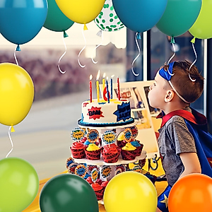 Green Orange Yellow Balloons, 60 PCS 12 Inch Sage Green Yellow Blue Latex Balloons for Boys Girls Jungle Themed Birthday Wedding Graduation Baby Shower Safari Dinosaur Party Decor