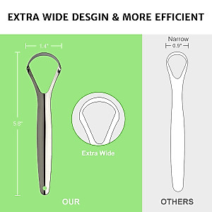 Stainless Steel Tongue scraper for Adults and Kids, Fights Bad Breath, 2 Pack Tongue Cleaner with Travel Case, Great for Oral Care, Non-Synthetic Metal Handle, Easy to Clean