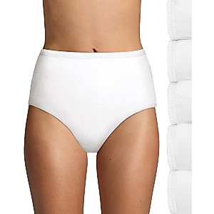 Hanes Womens High-waisted Panties Pack, Lightweight Moisture-wicking Underwear, Briefs, White, 6-pack, 5 US