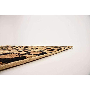 Unique Loom Wildlife Collection Area Rug - Leopard (5' 3" x 8' Rectangle, Light Brown/ Black)