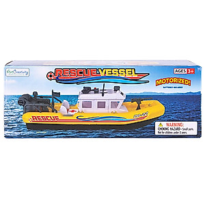 ArtCreativity Aquatic Rescue Vessel, Battery-Operated Toy Ship for Kids, Floats in Water, Floating Bathtub and Pool Toy for Boys and Girls, Great Birthday Gift for Children