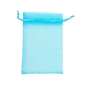 ATCG 100pcs 6x9 Inches Drawstring Organza Pouches Wedding Party Favor Gift Candy Bags (Aqua Blue)
