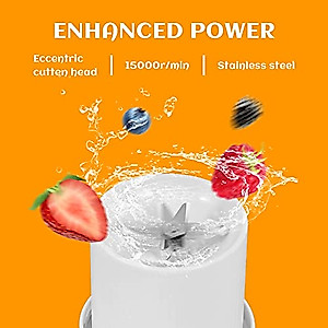 Portable Blender, One-handed Drinking Travel Bottle for Shakes and Smoothies, 8 Blade ​Portable Juicer,14 oz with Rechargeable USB personal size blenders