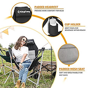 KingCamp 2 Pack Lightweight Hammock Swinging Camping Chair, Aluminum Alloy Rocker Camp Chair with Headrest Cup Holder for Outdoor Picnic Beach Sporting Events Concerts Backyard