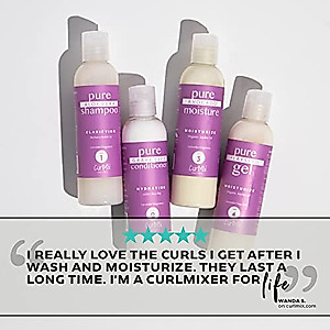 CurlMix Curly Hair Wash and Go Sampler - Lavender Fragrance - Clarifies, Moisturizes, and Strengthens Ethnic, Natural, and 4C Hair - Organic, Handmade Shampoo, Conditioner, Moisturizer, Softening Gel - Paraben Free - Sulfate Free - 4oz - (Set of 4)