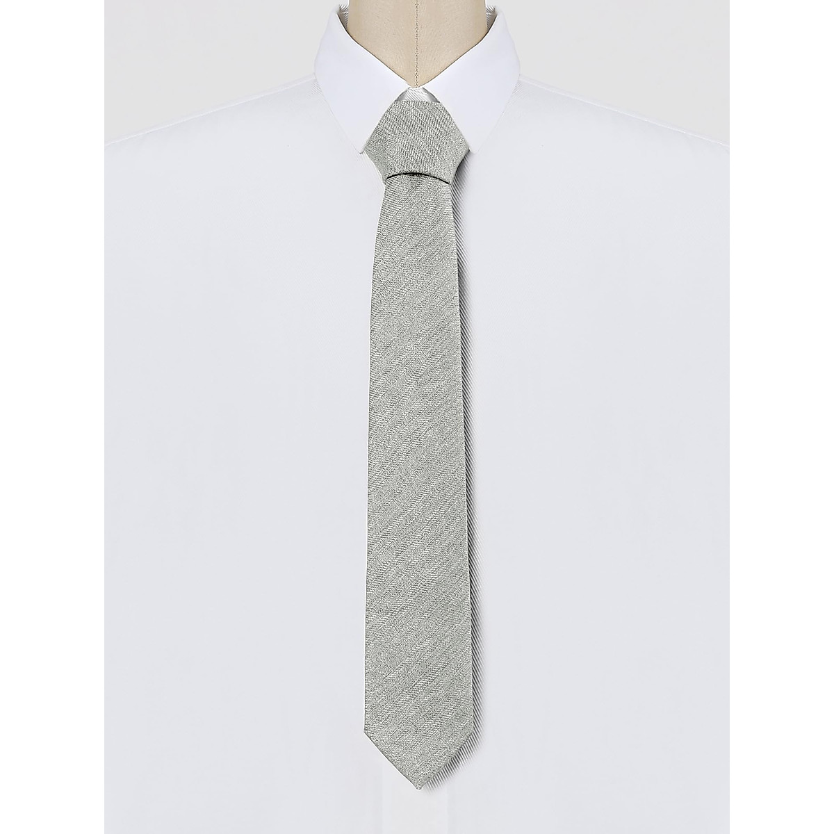 Allegra K Men's Self Tied Solid Color Formal Casual Skinny Necktie One Size Light Gray