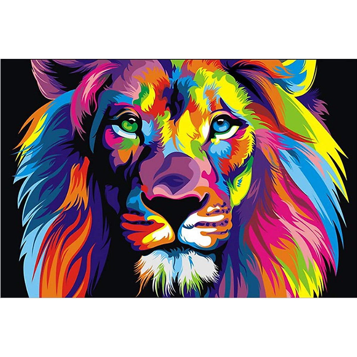 ifymei Paint by Numbers for Kids and Adults Beginner, DIY Gift Canvas Painting Kits for Boys and Girls, 16x20 Inch Colorful Lion [Without Frame]