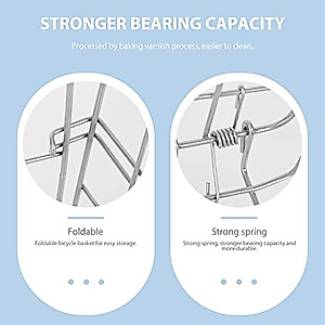 CIYODO 1pc Silver Rack Wire Holder with Baskets Metal Rear Hanging Folding Storage Bicycles Handlebar Bike Basket Cruisers for Accessories Lid Iron Back in Accessory Outdoor Collapsible